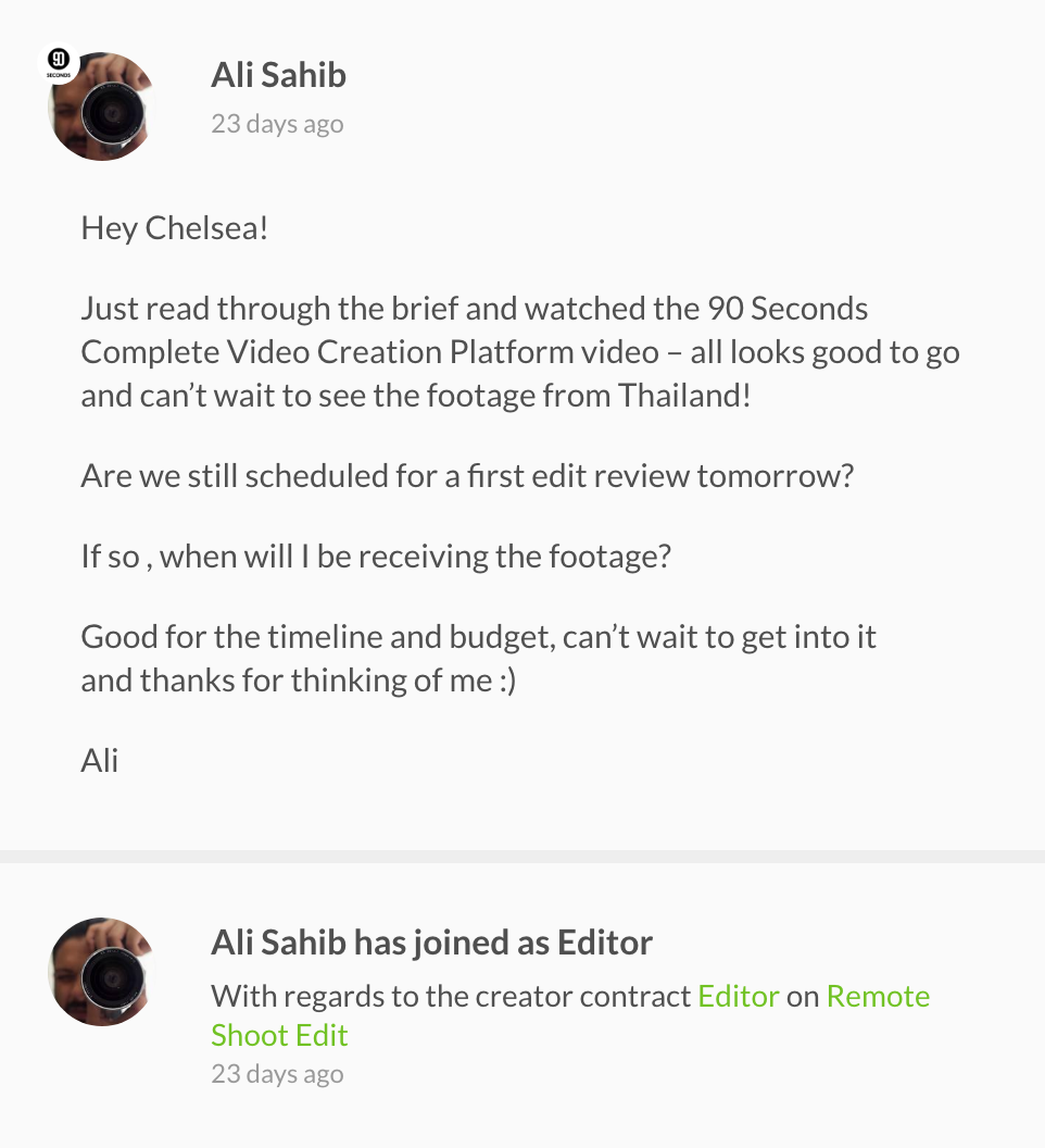 Being matched with your Creator team - 90 Seconds